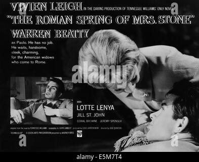 THE ROMAN SPRING OF MRS. STONE, Vivien Leigh, Warren Beatty, 1961 Stock ...