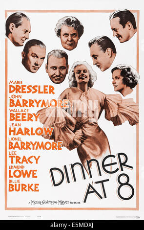 DINNER AT EIGHT, from left: Wallace Beery, Jean Harlow, 1933 Stock ...