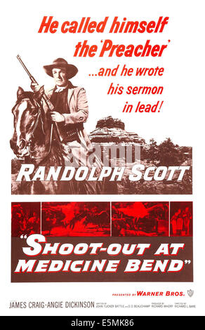 SHOOT-OUT AT MEDICINE BEND, US lobbycard, from left: Angie Dickinson ...