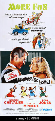 MONKEYS, GO HOME!, Dean Jones, Yvette Mimieux, Maurice Chevalier, 1967 ...