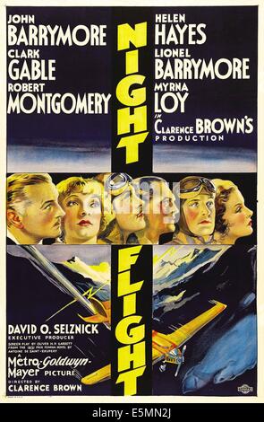 NIGHT FLIGHT, Clark Gable, Helen Hayes, John Barrymore, 1933 Stock ...