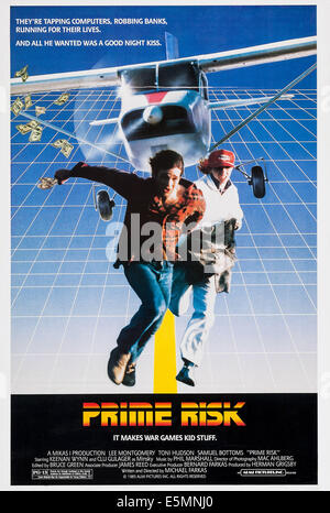 PRIME RISK, US poster, from left: Lee Montgomery, Toni Hudson, 1985 ...