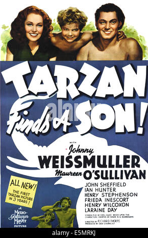 TARZAN FINDS A SON, Maureen O'Sullivan, Johnny Sheffield, 1939 Stock ...