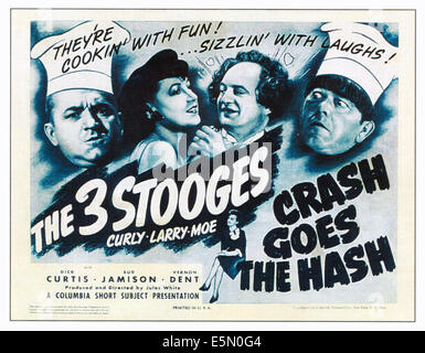 CRASH GOES THE HASH, from left: Larry Fine, Bud Jamison, Moe Howard ...