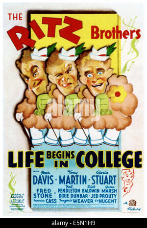 LIFE BEGINS IN COLLEGE, the Ritz Brothers (Al, Harry, Jimmy), Joan ...