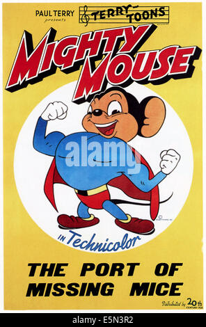 MIGHTY MOUSE, poster art for Terry-Toons Mighty Mouse cartoons in ...