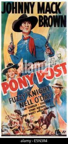 PONY POST, from left, Fuzzy Knight, Johnny Mack Brown, Ray Teal, 1940 ...