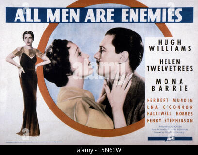ALL MEN ARE ENEMIES, from left: Hugh Williams, Helen Twelvetrees, 1934 ...