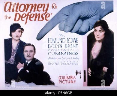 ATTORNEY FOR THE DEFENSE, from left, Evelyn Brent, Edmund Lowe, 1932 ...