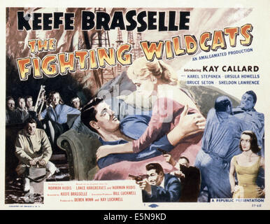 THE FIGHTING WILDCATS, (aka WEST OF SUEZ), US poster, center from left ...