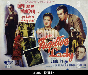 FUGITIVE LADY, (aka LA STRADA BUIA), from left, Eduardo Ciannelli, Janis Paige, 1950 Stock Photo ...