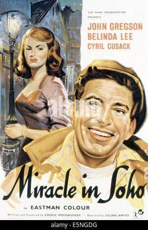 MIRACLE IN SOHO, from left: Belinda Lee, John Gregson, 1957 Stock Photo ...