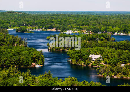 USA & Canada border. Saint Lawrence Seaway, a system of locks, canals ...