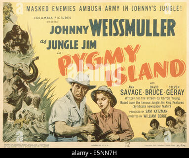 PYGMY ISLAND, from left, Johnny Weissmuller, Billy Curtis, (front ...