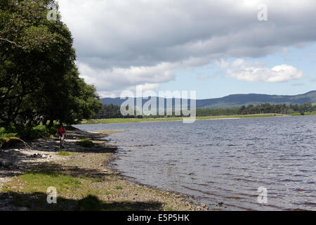 Hiker on the shores of Loch Ba, Isle of Mull, Scotland, July 2014 Stock ...