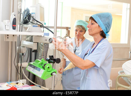 Auxiliary nurses cleaning medical material, Recovery room, Bordeaux ...
