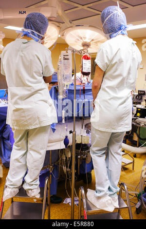 Medical student watching surgical procedure, Thoracic and ...