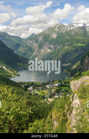 View of Geiranger town, Geirangerfjord, UNESCO World Heritage Site ...