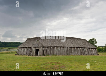 Reconstructed Viking house, Viking Center Fyrkat, Fyrkat, Hobro ...