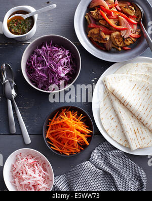 Plate of ready to eat vegetable fajitas Stock Photo - Alamy