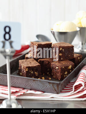 Tray of brownies chocolate Stock Photo - Alamy