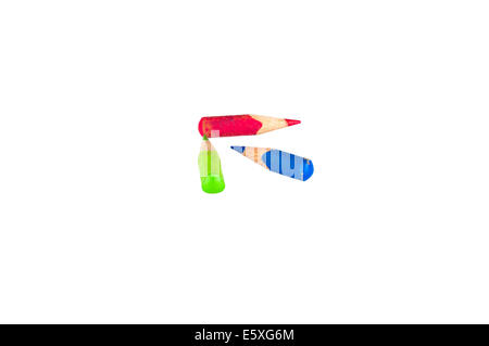 Three small used colored pencils Stock Photo - Alamy