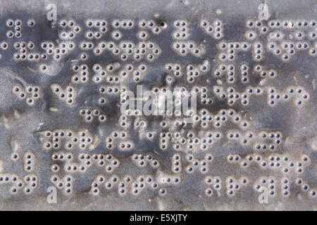 Braille alphabet on metal Stock Photo - Alamy