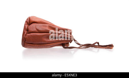 Old brown leather pouch Stock Photo - Alamy