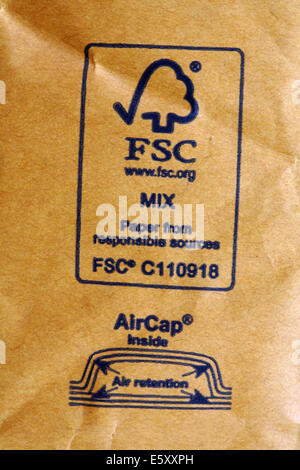 FSC Mix paper from responsible sources logo on purple pink envelope ...