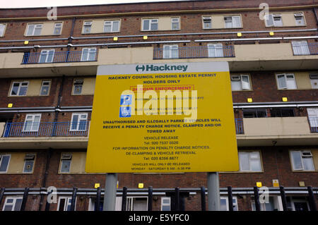 Permit Holder parking sign by Housing Estate in Hackney Stock Photo - Alamy