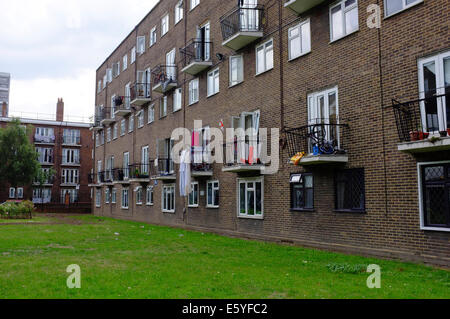 Block of Council flats with balconies Hackney London England UK Stock ...
