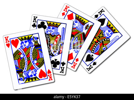 Four Kings Playing Cards - isolated on white Stock Photo - Alamy