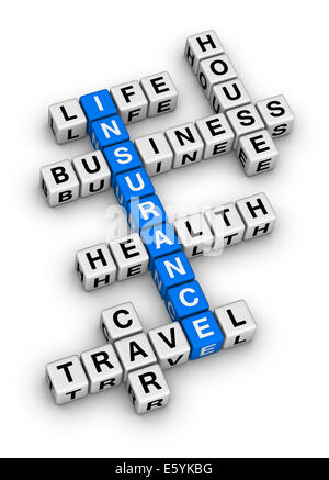 insurance cubes crossword puzzle Stock Photo - Alamy