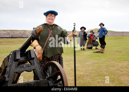 Reenactors dressed in the uniforms of Major Plauche's Battalion, who ...