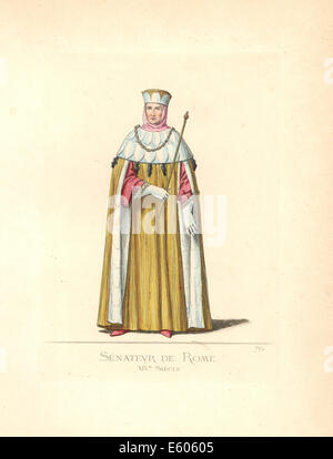 Roman senator or governor in formal robes, 14th century. He wears a ...