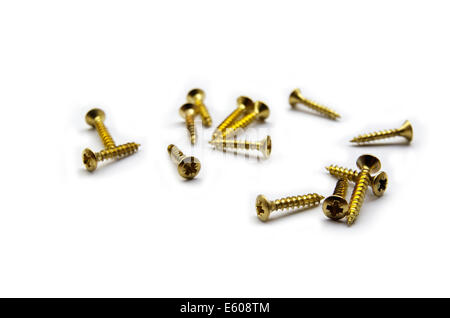 Golden Brass Screws With a Philips Crosshead Isolated On White Stock ...