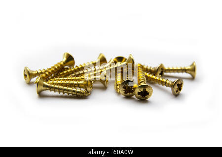 Golden Brass Screws With a Philips Crosshead Isolated On White Stock ...
