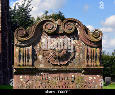 Sandstone gravestone with floral design. Church of Saint John the ...
