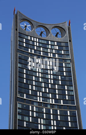 London, England. Strata SE1 high-rise building with three wind turbines ...
