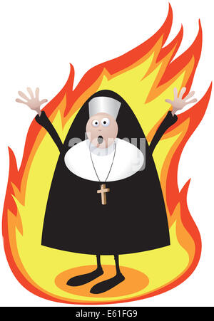 Illustration of a screaming nun with her arms waving in the air Stock ...