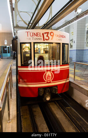 the historic Tünel funicular in Istanbul, Turkey, one of the world's ...