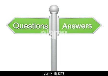 Questions and answers signpost Stock Photo - Alamy