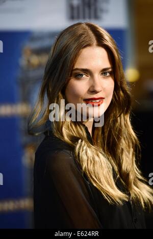 Cologne, Germany. 11th Aug, 2014. Author Kerstin Gier poses before the ...