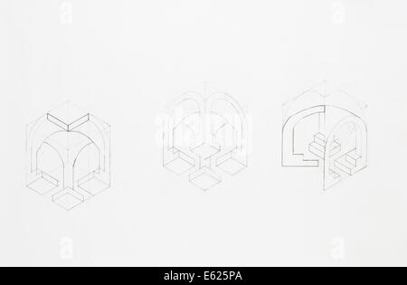 architectural blueprint of structure of vaulted arch, overview Stock ...