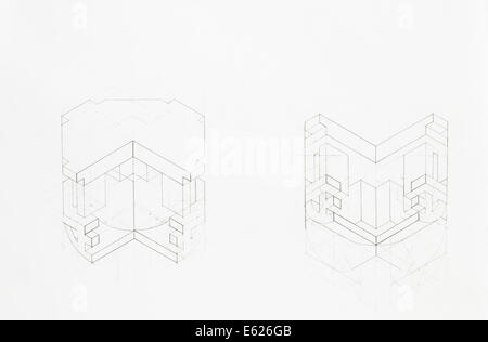 architectural blueprint of vaulted arch, drawn by hand Stock Photo - Alamy