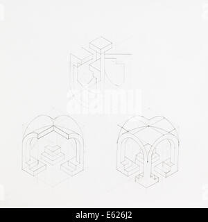 architectural blueprint of structure of vaulted arch, overview Stock ...