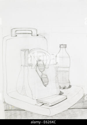 artistic study of composition objects and shapes, drawn by hand Stock ...