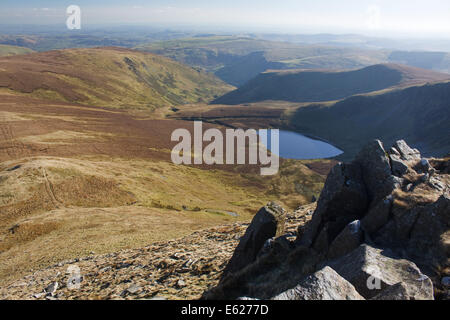 Llyn Lluncaws in Cadair Berwyn Mountains at Pistyll Rhaeadr Stock Photo ...