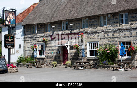 Rose and Crown pub at Tilshead, Wiltshire, England with pub sign ...