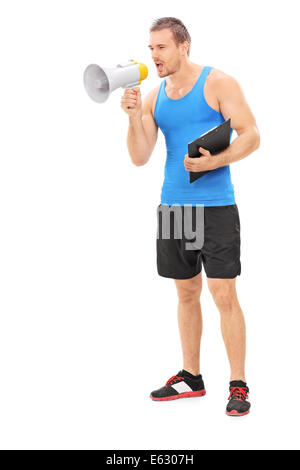 Yelling Fitness Instructor Stock Photo - Alamy